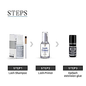 Lash Primer for Eyelash Extension 1.7 FL/oz (50ml) / Pre-Treatment for Semi Permanent Eyelash/Easily Removes Proteins and Oils/Oil Free/Longer Extension Retention (1.7 FL/oz (50ml))