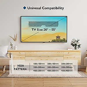 BONTEC No-Stud TV Wall Mount for 26-55 inch LED LCD OLED Plasma Flat/Curved TVs, with Max VESA 400x400mm, No Damage Drywall Studless TV Wall Mount, Bubble Level and Cable Ties Included