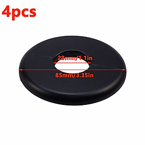 Antrader Wall Split Flange,4PCS Round Escutcheon Plate Cover Black ABS Plastic Wall Hole Decorative Cover Faucet Decorative Cover,28mm Diameter Hole