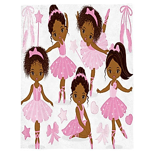 Roses Garden Fleece Blanket Cute Girl Ballerina Dancer Gymnastic Pattern Blanket 40"x50" - Lightweight Cozy Snuggly Warm Fluffy Plush Blanket Super Soft Microfiber Flannel Throw Blanket for Bed Couch