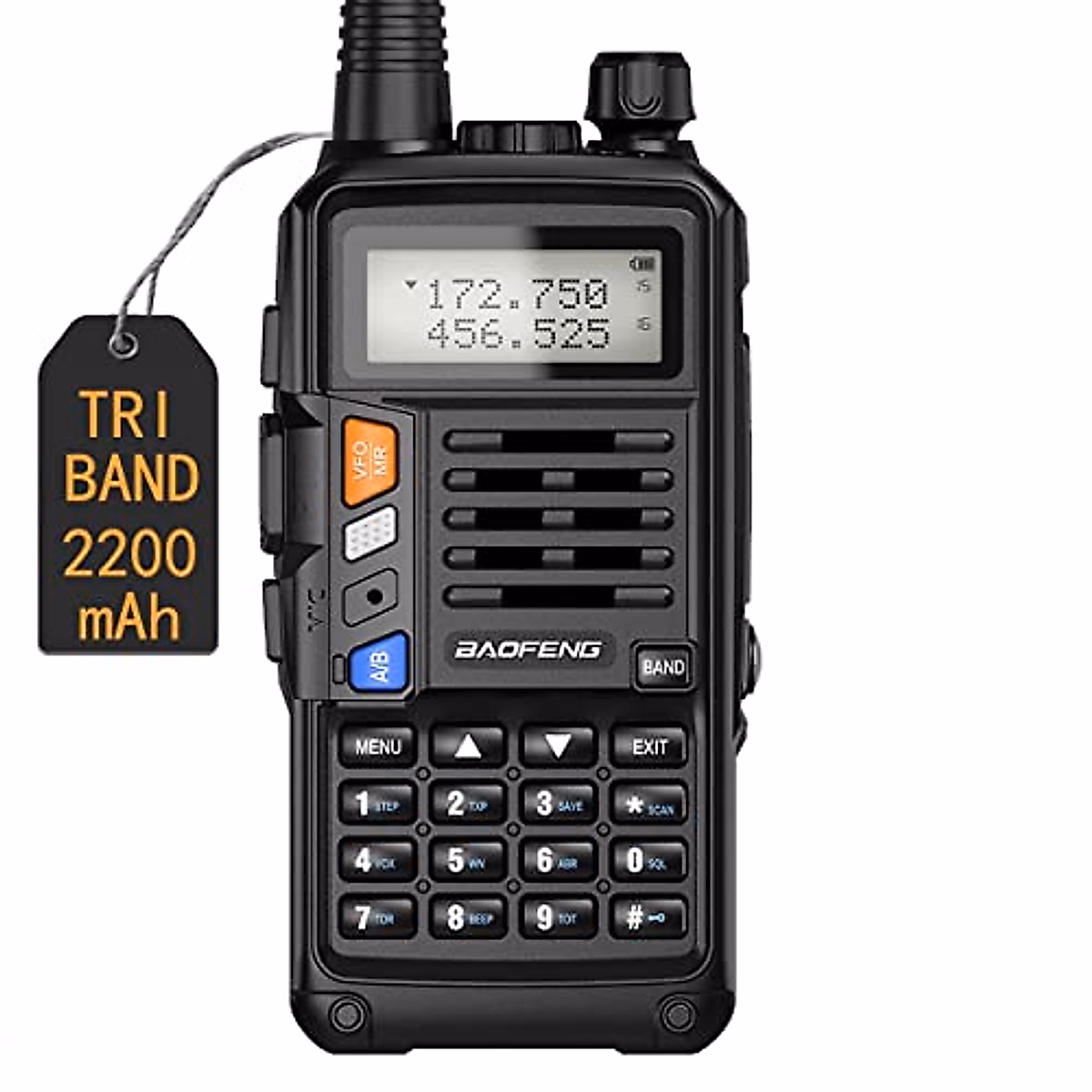 Baofeng UV-S9X3 5 Watt Tri-Band Radio : VHF, 1.25M, UHF, with 2200mAh Large Battery,Includes Dual Band Antenna, 220 Antenna, Earpiece, and More Amateur (Ham) Two-Way Radio… (Black)