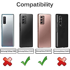 Miimall Galaxy Z Fold 2 Case with Kickstand, Magnetic Hinge, Hard PC Bumper Protection - Black