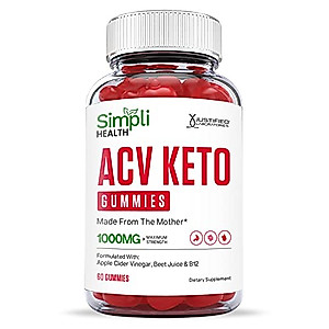 (3 Pack) Simpli Health ACV Keto Gummies 1000MG with Pomegranate Juice Beet Root B12 180 Gummys