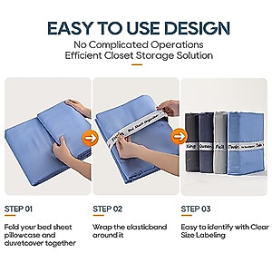 OS OMYSTYLE Closet Organization Sheet Straps 4 Pieces, Bed Sheet Organizer Bands, Elastic Bed Sheet Storage Sheet Keepers, Linen Labels Bedding Bands-King Size