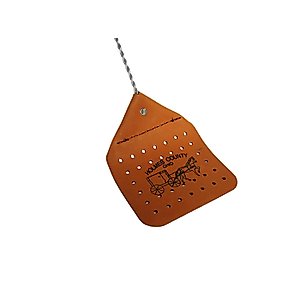 Amish Leather Fly Swatter Brown Holmes County Handcrafted Wire Handle