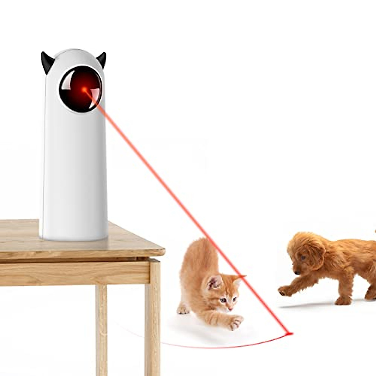 Cat Laser Toy Automatic, lnteractive Cat Toys for Indoor Cats USB/Batteries Power, Automatic Cat Toy with 2 Speed Patterns 3 Modes /4 Angles, Adjustable Circling Ranges and Speed for Cats/Dogs (White)
