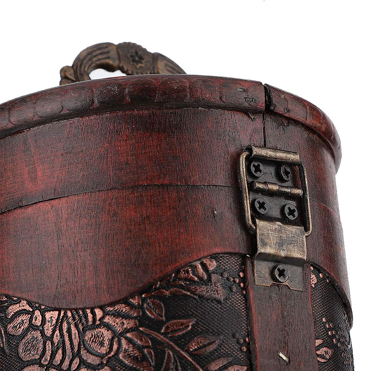 Garosa Retro Wooden Wine Gift Box Portable Vintage Round Wooden Single Red Wine Storage Box With Handle