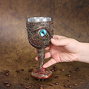 Ottalent Stainless Steel The Eye of The Dragon Wine Goblet Chalice,Dungeons and Dragons Medieval DragonWine Cups 7oz.Men’s Gift (Blue Eyes)