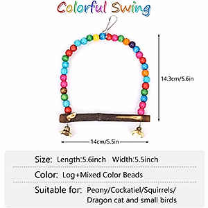 Bird Swing, Parakeet, Budgie and Hummingbird Swing Perch, Wooden Dowel Makes for Resting Spot, 1-Piece,Multi Color 5.5 x 5.6 Inch