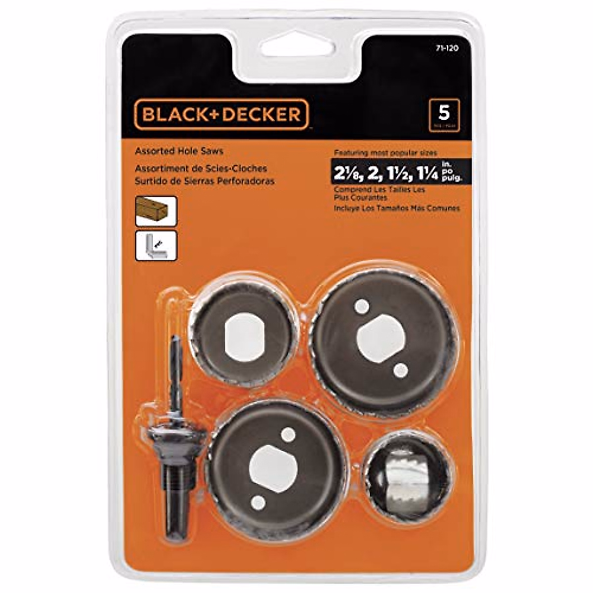 BLACK+DECKER Hole Saw Kit, Assorted, 5-Piece (71-120)