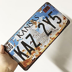 Panguru 2 Pieces Prop License Plates from Supernatural, Metal Stamped Number Tags, Movie Prop Vanity Plate, 12x6 inches