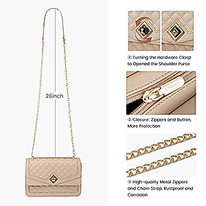 LOVEVOOK Shoulder Bag for Women Quilted Crossbody Purse,Leather Chain Bag for Gift Classic Satchel Handbag Nude