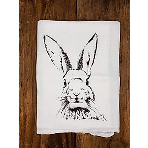 Bunny Face Tea Towel | Rabbit Hare Portrait | Easter | Woodland | Dish Towel | Farmhouse Decor
