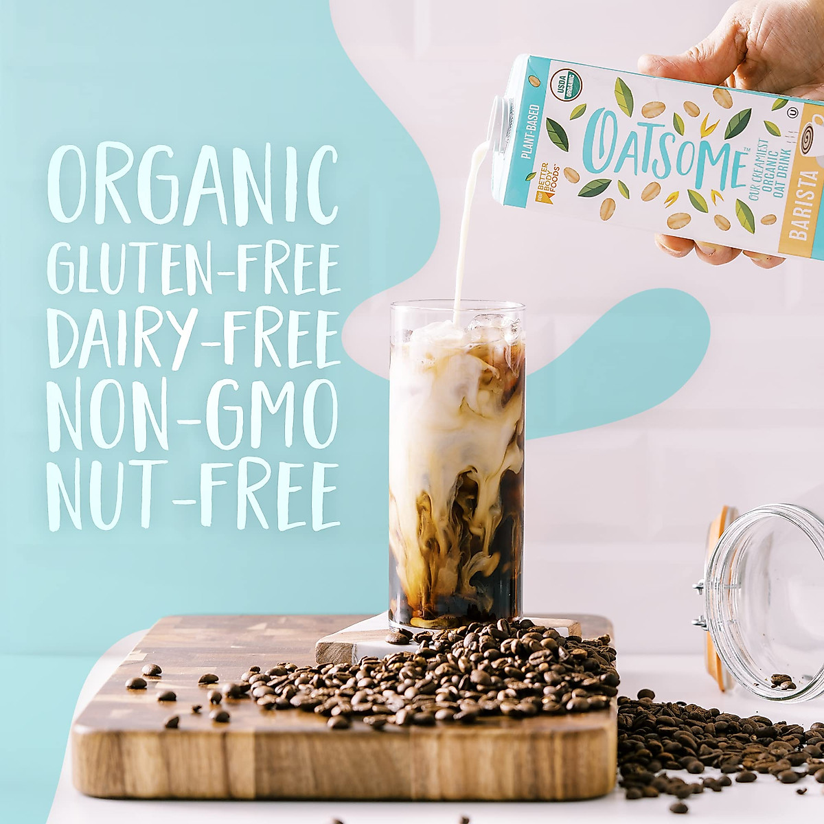 Oatsome Organic Oat Milk - Barista Blend, (Pack of 6), Dairy-Free, Gluten-Free, 202.8 Fl Oz