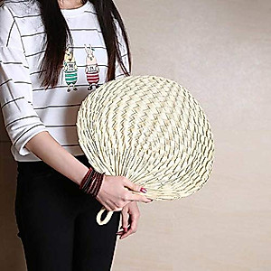 RAZZUM Decorative Folding Fans Chinese Style Handmade Fan Natural Hand Weaving Fan Blades Portable Cooling Fan for Camping Hiking Handheld Fans Gift Hand Fan Fan