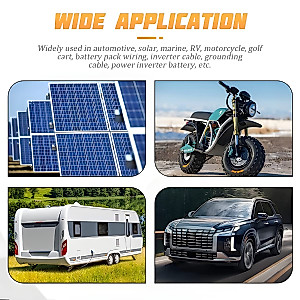 AICEL 4 AWG Battery Cables Set with Terminals, Pure Copper Battery Inverter Cables with 3/8 Inch Lugs, Power Wire (Positive and Negative) for Solar ATV RV Boat Automotive Marine Motorcycle (18")