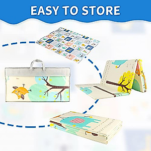 Baby Play Mat Foam Playmat for Baby Reversible Foldable Waterproof Soft Foam Extra Large Alphabet Baby Mat for Floor Playmat for Babies and Toddlers with Travel Carry Bag(79 x 59 x 0.4 in)