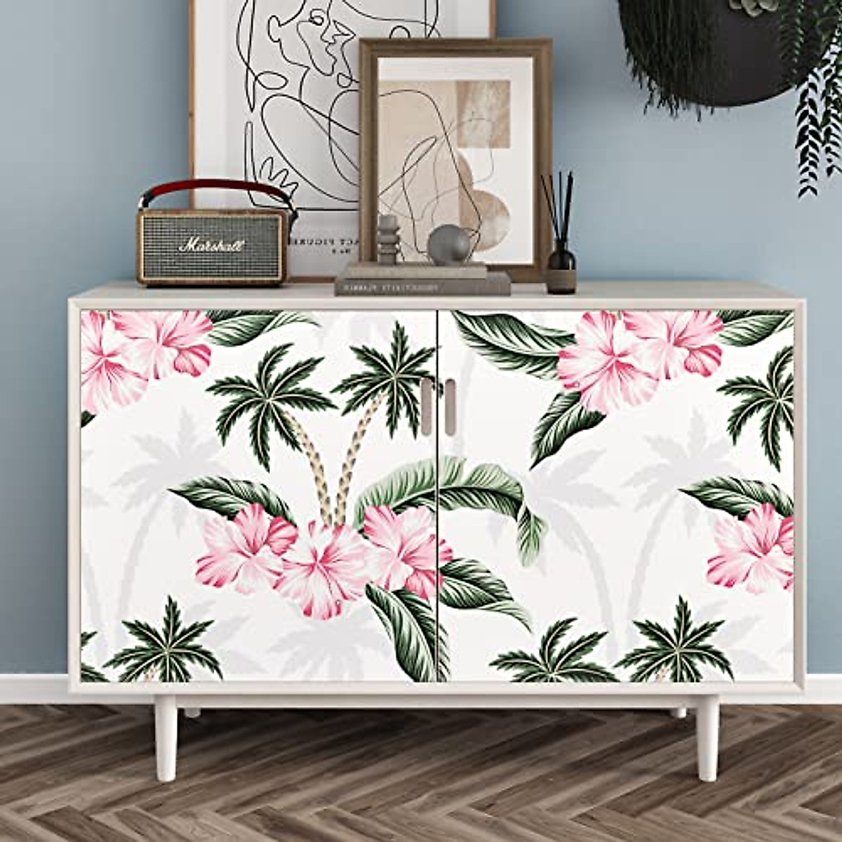 WESTICK Floral Peel and Stick Wallpaper for Bathroom Waterproof Botanical Wallpaper Stick and Peel Boho Floral Contact Paper for Cabinets Bedroom Walls Drawers Countertops Nursery Room 17.75 x 118 in