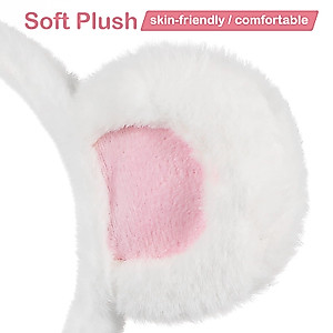 SOLUSTRE Bear Ears Headband Cloth Bear Face Wash Headband Adorable Head Wear for Women and Kids, White