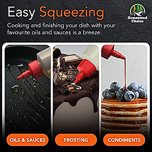 6-pack Plastic Squeeze Condiment Bottles 16-Ounce with Red Twist-Cap Set of 6 16-oz (Perfect for Syrup, Sauce, Ketchup, BBQ, Condiments, Dressing, Arts and Craft, Workshop, Storage, and More)