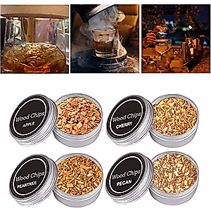 QUKLOGEN Smoking Wood Chips Cherry,Apple,Pecan and Peartree 4 Pack Smoker Infuser Wood Chips Set for Smoke Cocktails,Whisky,Bourbon,Drinks