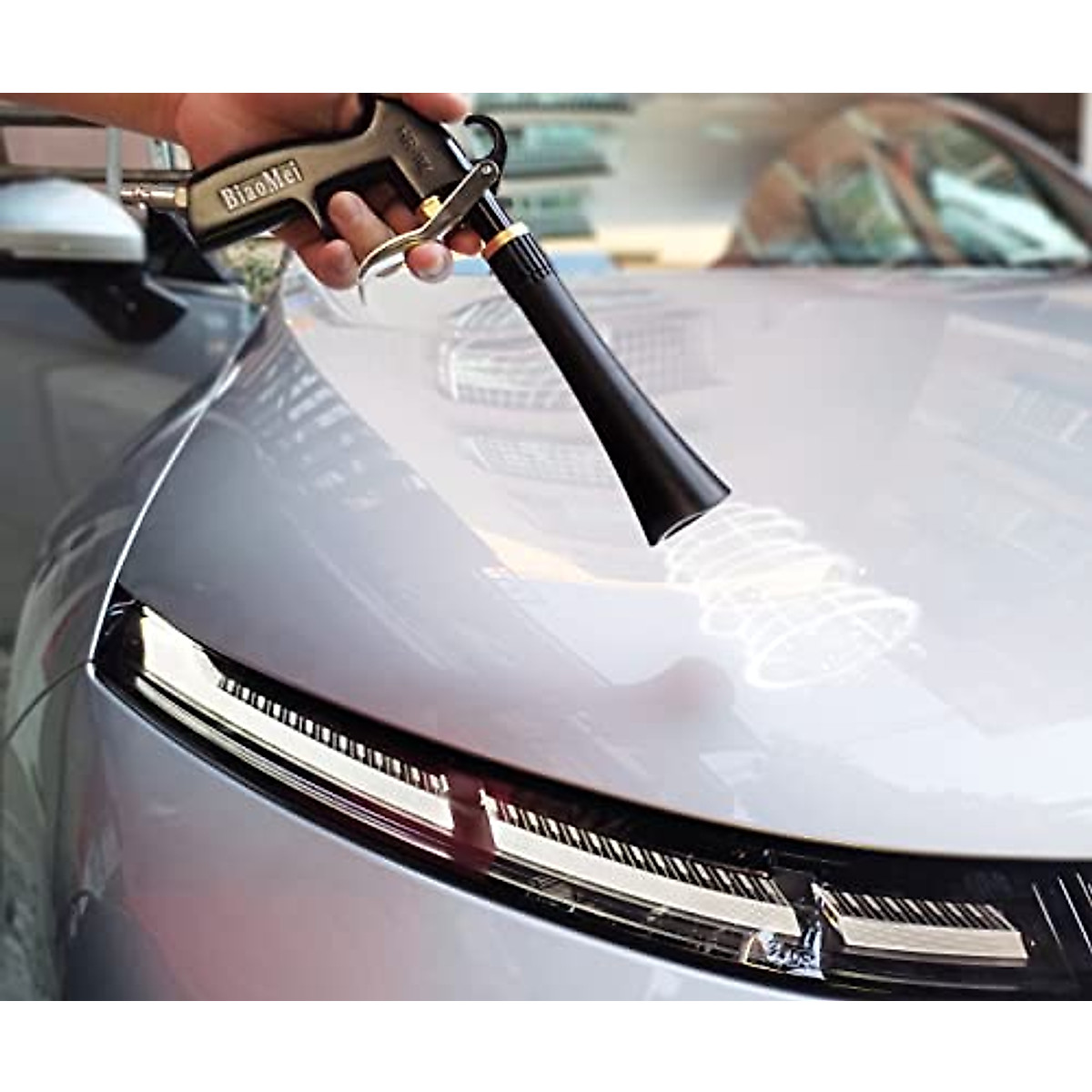 BIAOMEI High Pressure Car Interior Cleaning Gun Automobile Detailing Cleaning Car Detailing Dry Washing Gun with Brush (New ugrade Aluminum Tube Rotate), z-014