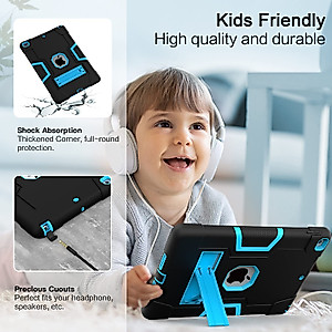 Cantis Case for ipad 9th Generation/ 8th Generation/ 7th Generation, Slim Heavy Duty Shockproof Rugged Protective Case with Built-in Stand for iPad 10.2 inch 2021/2020/2019, Black+Blue