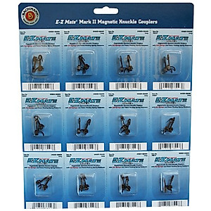 Bachmann Trains - E-Z MATE MARK II COUPLERS - MAGNETIC KNUCKLE COUPLERS with METAL COIL SPRING - UNDER SHANK - LONG (12 pair/card) - HO Scale