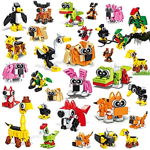 HOGOKIDS Party Favors for Kids 10 Pack - 30 Kinds of Animals Building Blocks Toy Set for Birthday Party Favors Goodie Bags Stuffers Classroom Prizes, Easter Gifts for Boys Girls Ages 4-12+