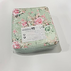 Shulaner 120 Slots Colored Pencil Case with Zipper Closure Large Capacity Green Rose Oxford Pen Organizer Flower Pencil Holder for Artist