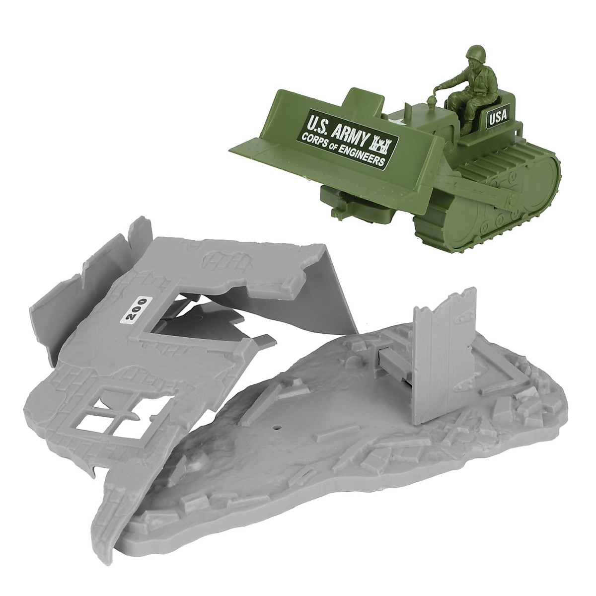 BMC Classic Army Corps of Engineers Bulldozer Building Plastic Army Men Playset