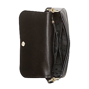 kate spade handbag for women Staci Saffiano Leather Flap Shoulder Bag, Black