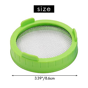 KRAZI 4 Pack Sprouting Lids, Plastic Sprout Lids with Stainless Steel Screen for Wide Mouth Mason Jars, Sprouter Sprout Maker