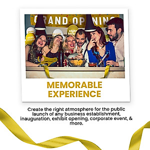 Nashira Ribbon Cutting Ceremony Kit, 25" Giant Scissors with Red Satin Ribbon, Grand Opening Banner & Balloons - Heavy Duty Metal Scissors for Special Events, Inaugurations & Ceremonies