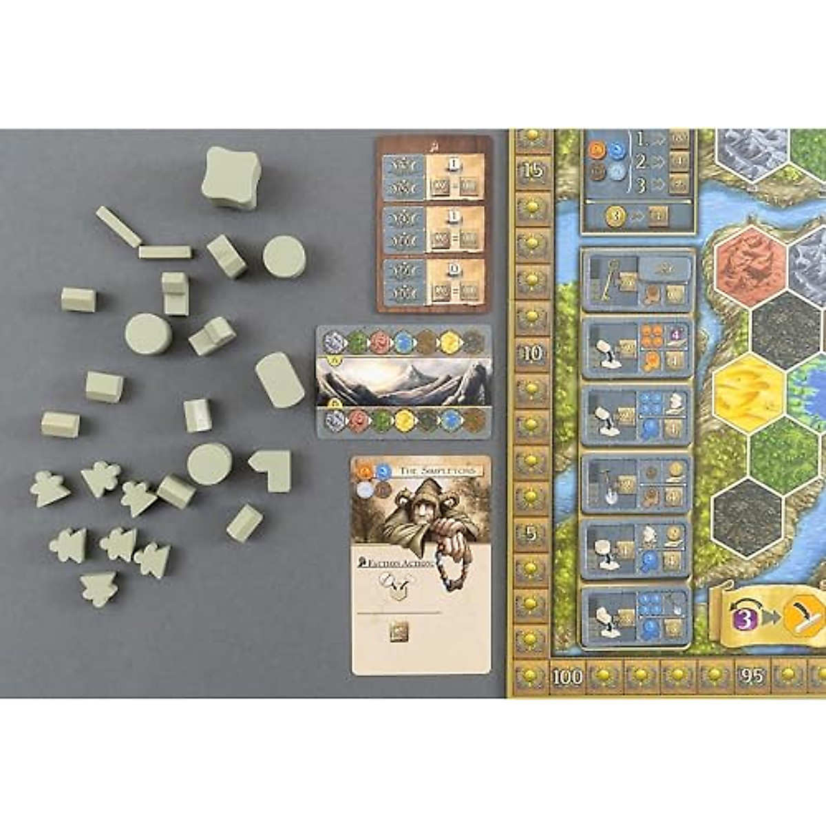 Capstone Games Terra Mystica: Big Box - Contains: Terra Mystica: Base Game, Fire & Ice Expansion, Merchants of The Seas Expansion by Automa Factory. Ages 14+, 1-5 Players, 30 Min Per Player
