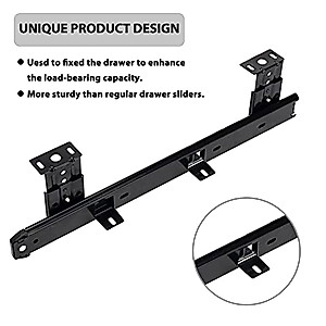EVCUHASL Keyboard Slide, 14 Inch Heavy Duty Ball Bearing Drawer Slides, Undermount Keyboard Tray Slides, Black Powder Finished Cabinet Furniture Hardware with Adjustable Height Bracket