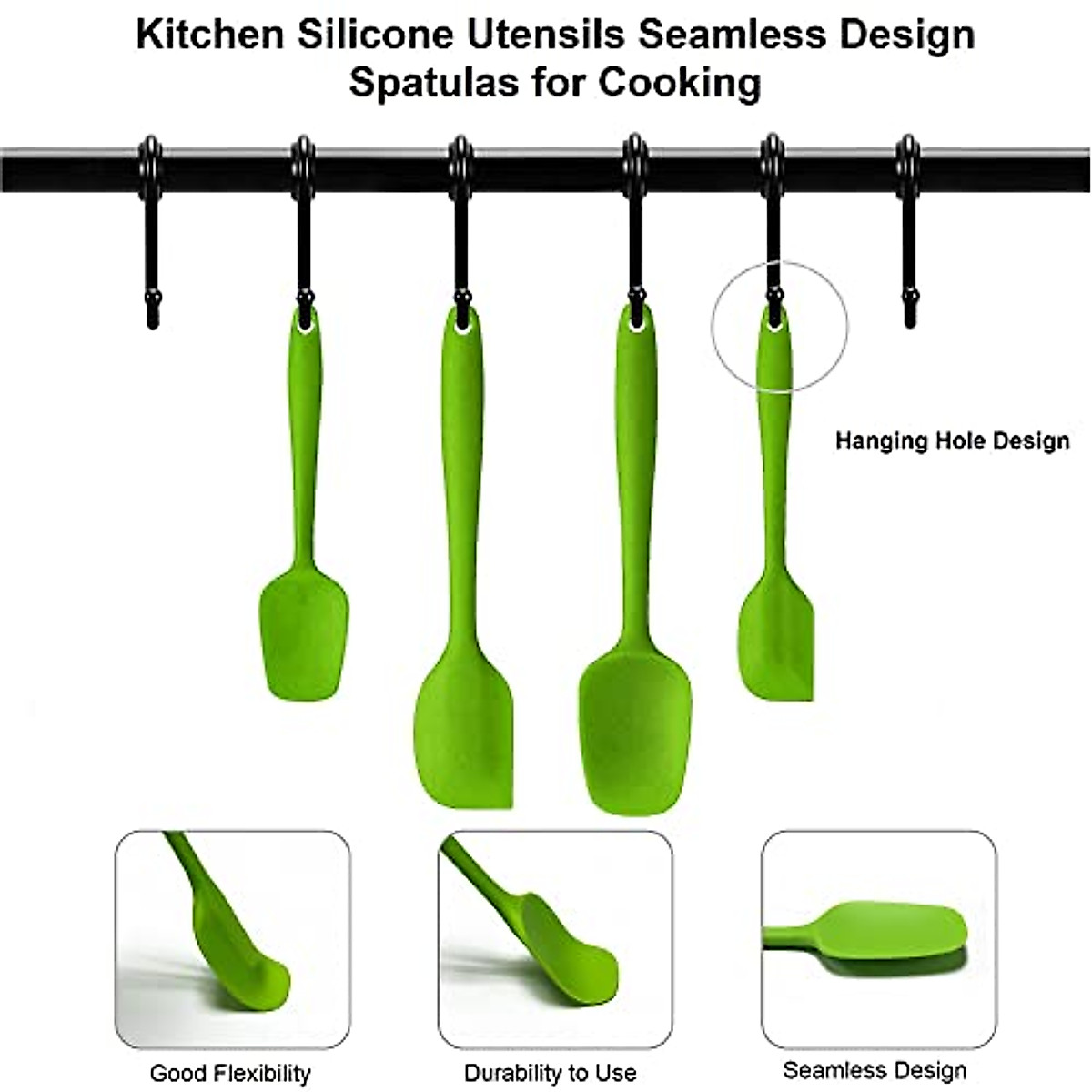 Silicone Spatulas Set of 4 Heat Resistant for Non Stick Cookware-Rubber Spatula Silicone for Baking Cookie Decorating Supplies Cake Turntable or Scraper-Small Fish Spatula for Cooking