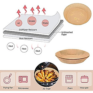 Air Fryer Disposable Paper Liner, 100PCS Non-Stick Air Fryer Round Liners, Baking Paper for Air Fryer Oil-proof, Water-proof, Food Grade Parchment Paper for Baking Roasting Microwave