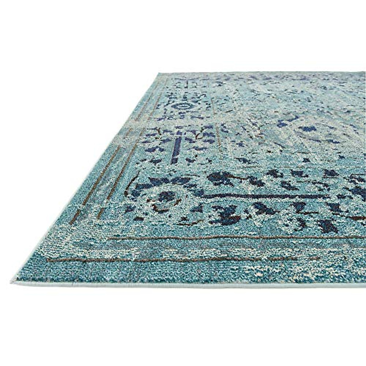 Unique Loom Medici Collection Vintage Botanical Traditional Light Blue Square Rug (8' 0 x 8' 0)