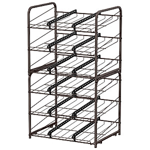 Can Organizer for Pantry Stackable 2 Pack, Can Storage Organizer Rack Stacking Can Dispensers Small Space Holds up to 36 Cans for Pantry, Kitchen, Cabinet- Brown