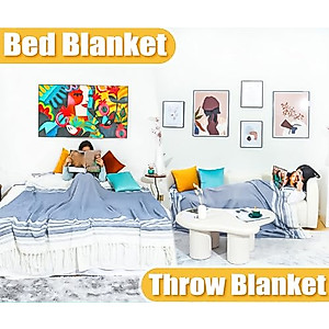 Yongoes Blue Throw Blanket Bedroom Decoration Living Room Accessories Sofa Couch Cover Chair Apartment Essential Home Finds Navy House Goods Nautical Shark Lake House Kids Teen Boy Nursery Decoration