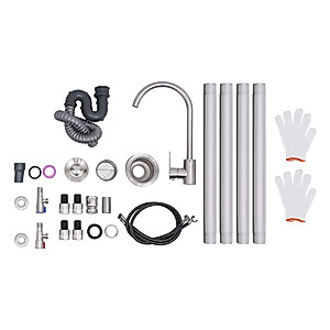 Stainless Steel Sink, Free Standing Single Bowl Commercial Kitchen Sink Kitchen Sink with Faucet & Shelf Kitchen Prep Outdoor Unity Sink for a Laundry Room Garage 31.5” x 39.37” x 19.68”