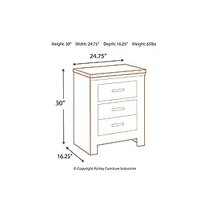 Signature Design by Ashley Trinell Rustic 2 Drawer Nightstand with USB Charging Stations, Warm Brown