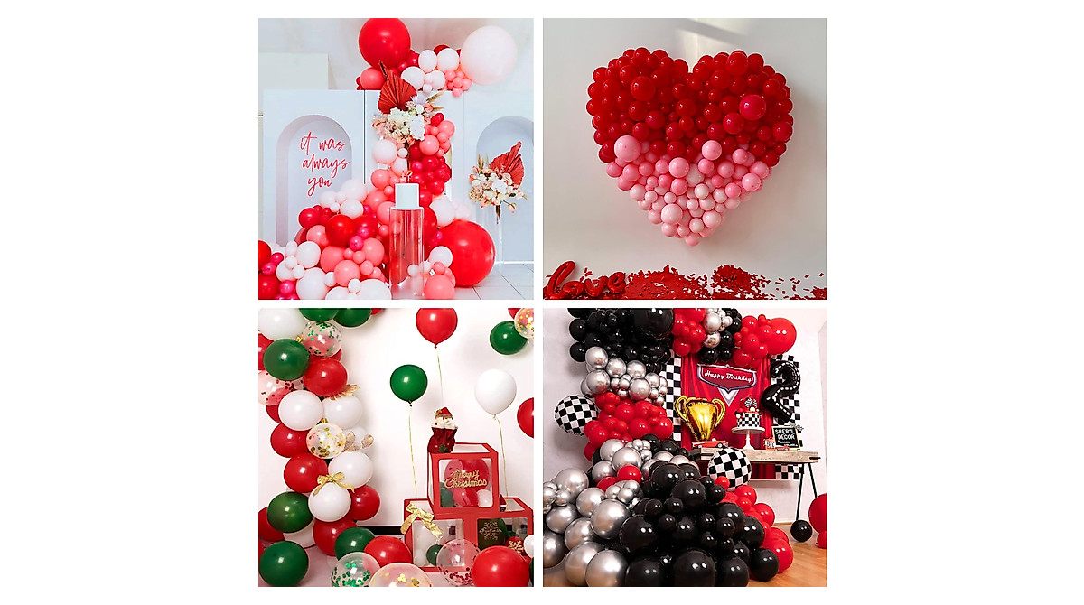 RUBFAC Red Balloons Set for Party Decorations – 105pcs in Various Sizes