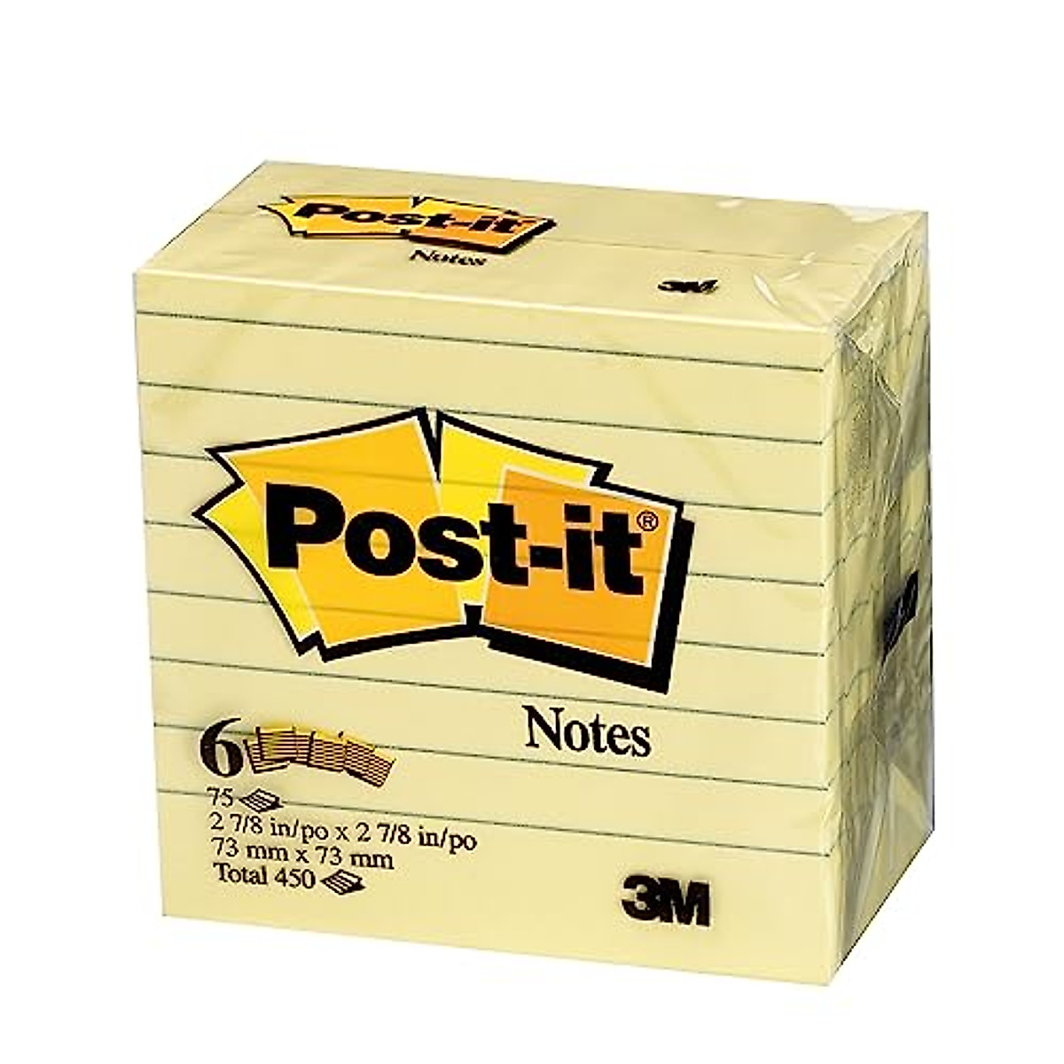 Post-it Notes 3x3 in, 6 Pads, America's’s #1 Favorite Sticky Notes, Canary Yellow, Clean Removal, Recyclable (5444)