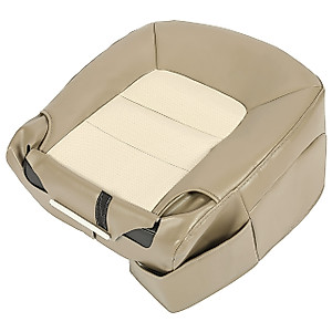 ECOTRIC Seat Cover Synthetic Leather Perforated Tan Compatible with 2003-2006 Ford Expedition Eddie Bauer 4x4, 2WD, 4.6L, 5.4L(Driver Bottom)