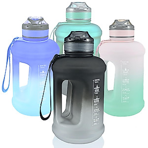 POPOACTI Sports Water Bottle, 63 Oz/1800mL, Leak Proof BPA Free Travel Outdoor For Men Women (Gradient_Black)