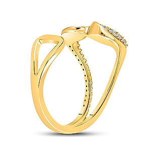 The Diamond Deal 14kt Yellow Gold Womens Round Diamond Abstract Fashion Ring 1/5 Cttw