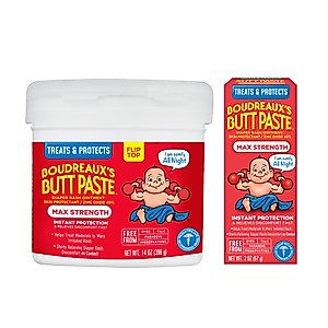 Boudreaux's Butt Paste Diaper Rash Ointment | Maximum Strength | 14 Ounce and 2 Ounce, Combo 1