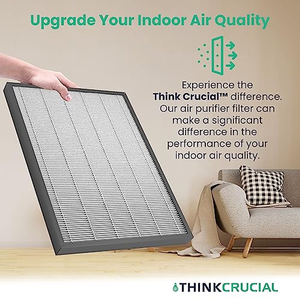 Think Crucial Replacement Air Purifier Filters Compatible with Winix J Models HR950 & HR1000 - Includes 1 Air Purifier Filter & 1 Carbon Filter - Compare to Part # 117130-2 Pack